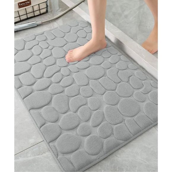 Bath | Brandnew Cobblestone Embossed Bathroom Bath Mat Grey 460cm ...